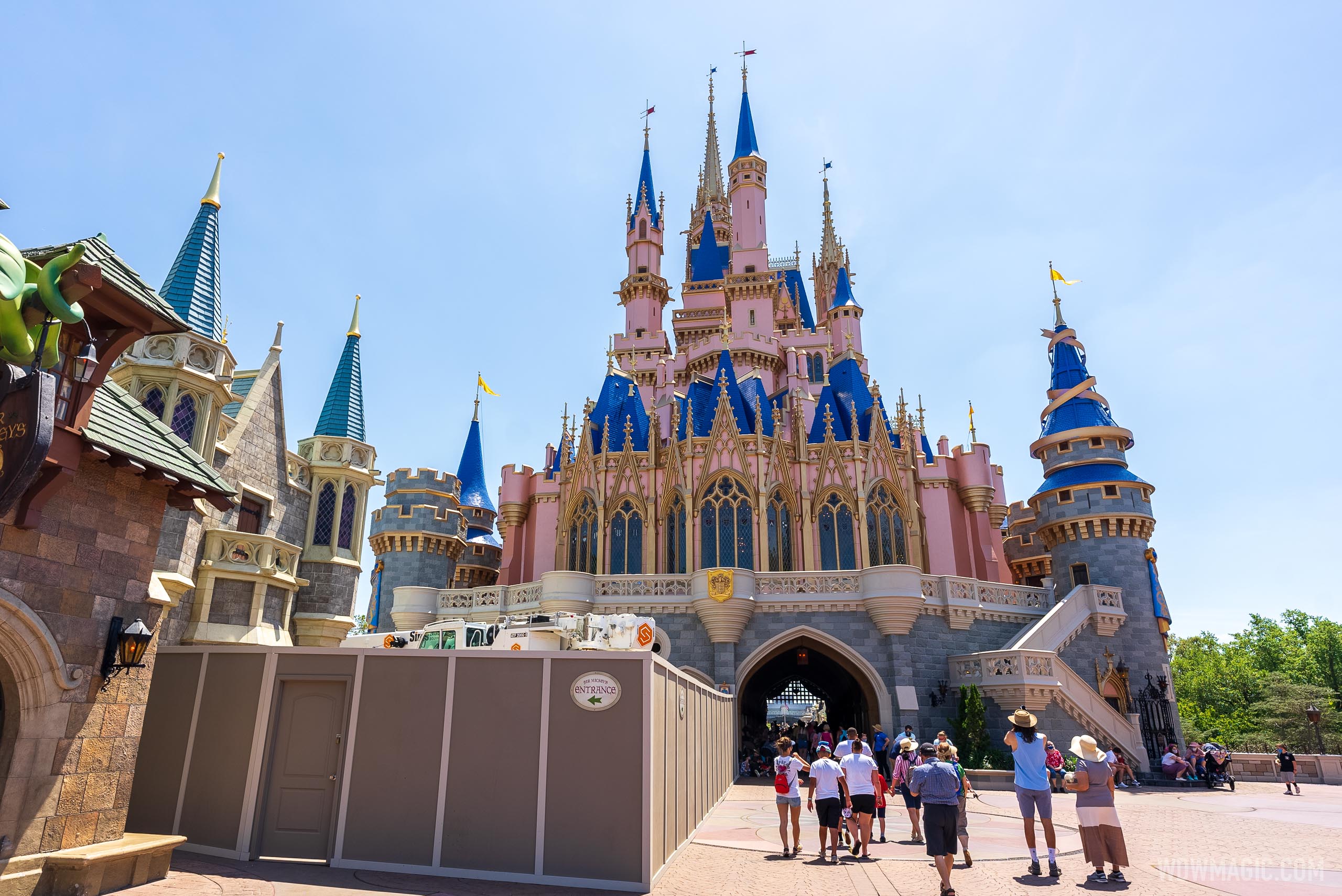 First ribbon installed on the spire of Cinderella Castle - April 7 2021 ...