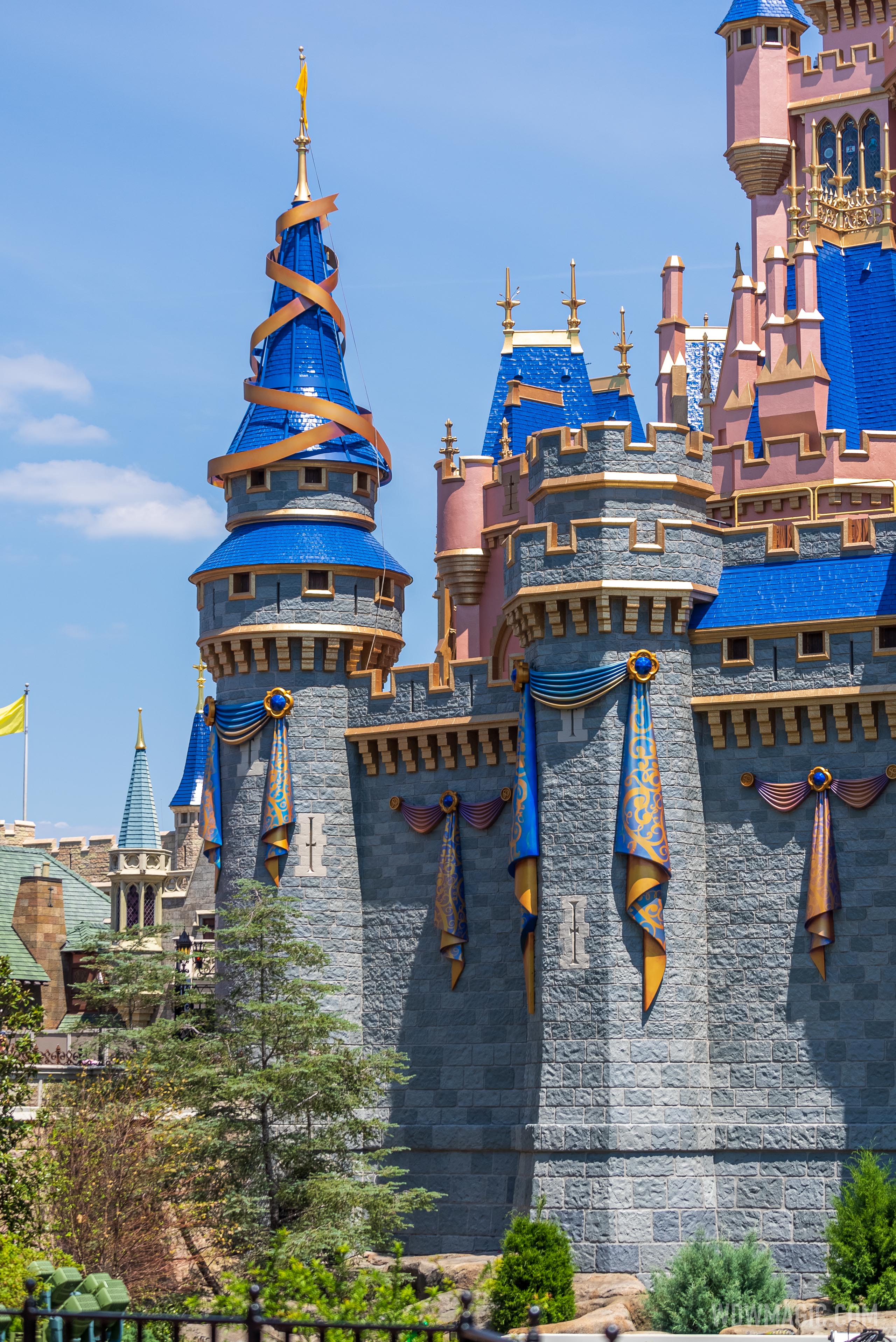 First ribbon installed on the spire of Cinderella Castle - April 7 2021 ...