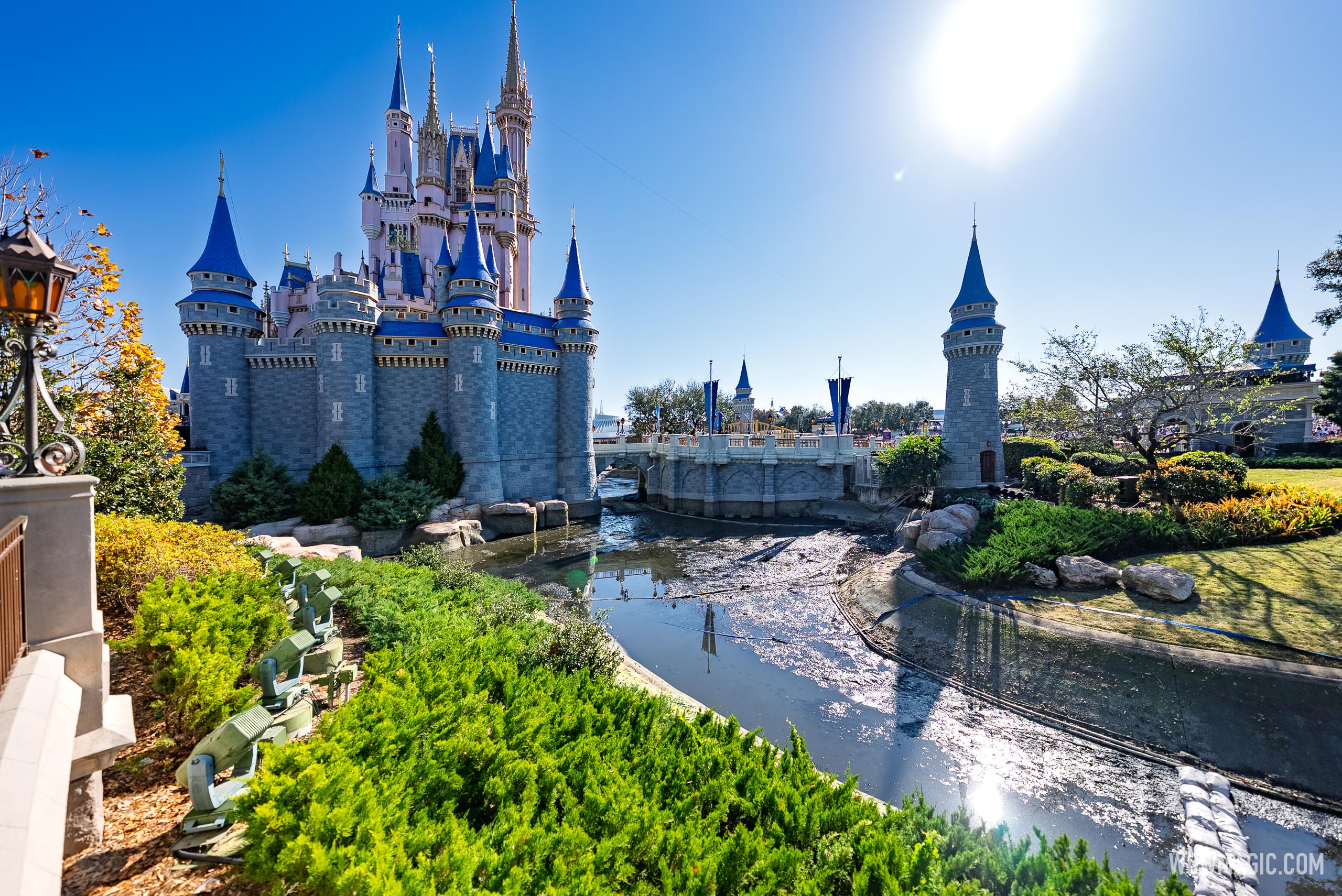 Cinderella Castle Moat Drained at Magic Kingdom