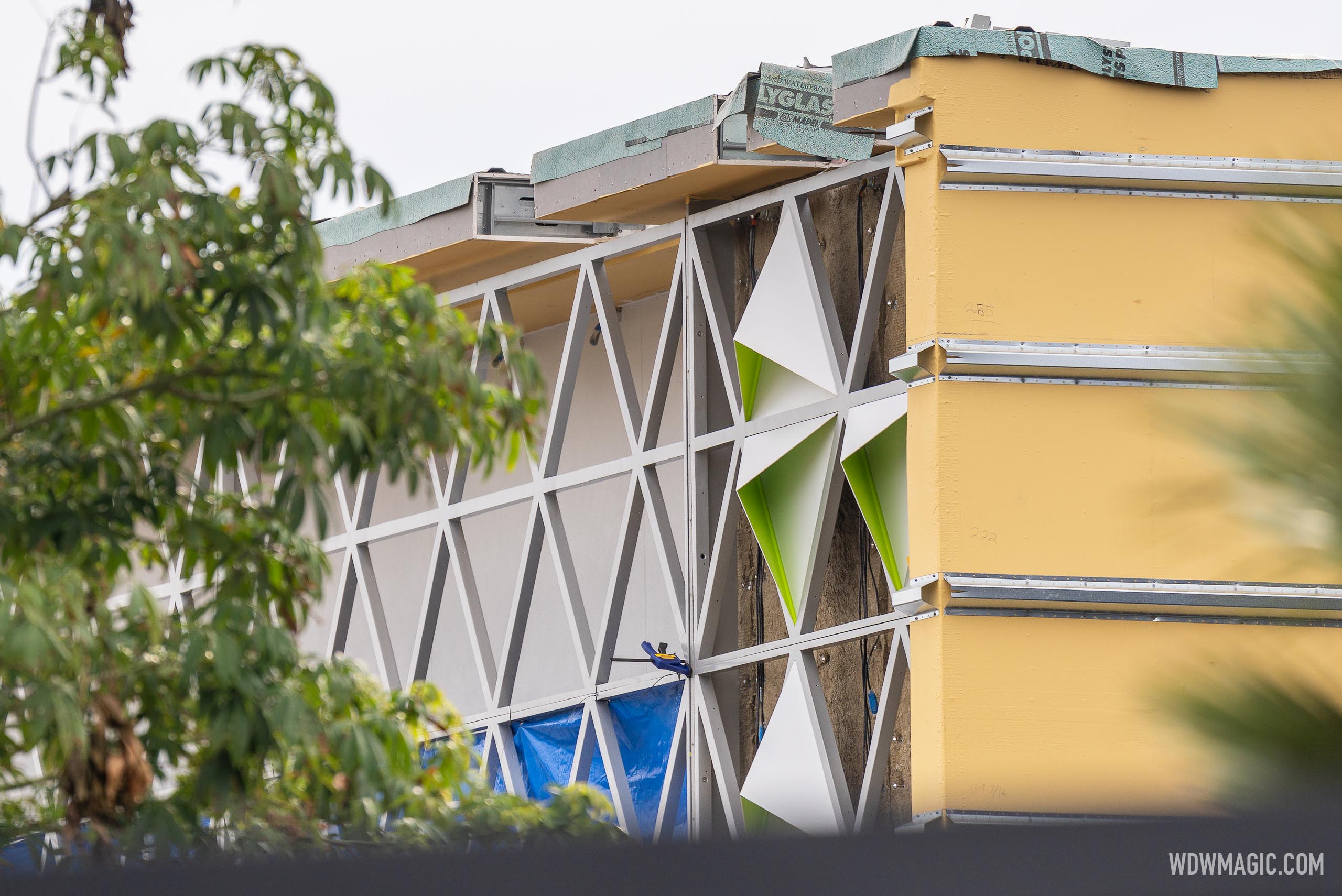 Spaceship Earth's iconic triangles reflected in EPCOT's newly installed ...