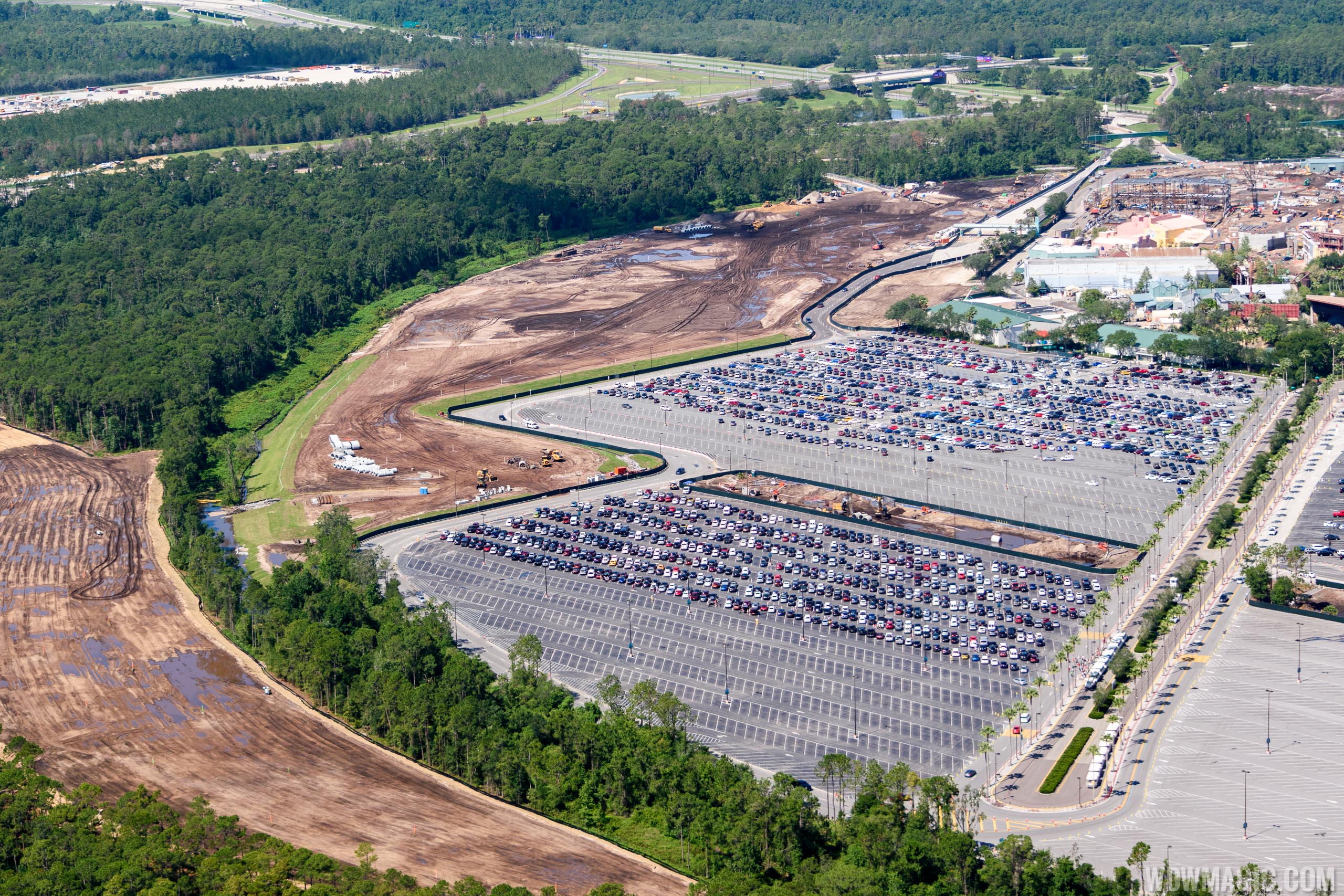 Aerial views of new entrance and roadways at Disney's Hollywood Studios ...