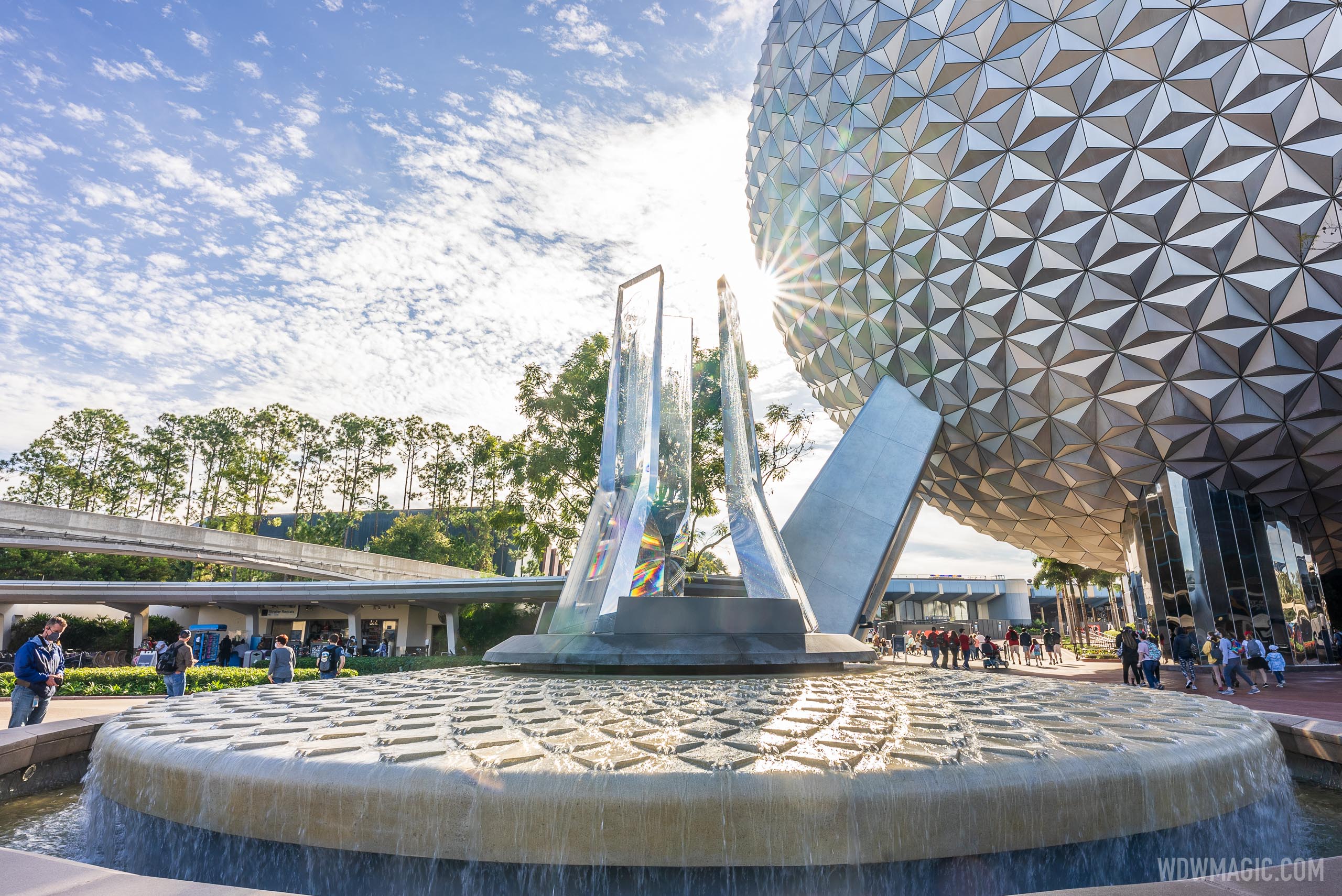 PHOTOS - Construction walls down at EPCOT reveal new main entrance fountain