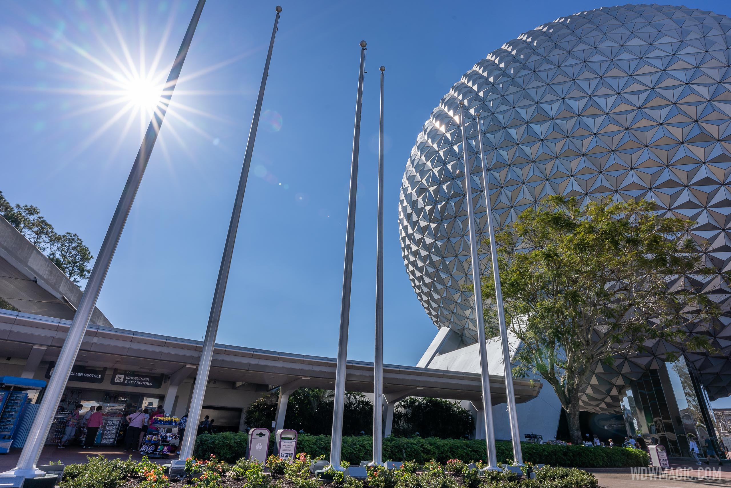 PHOTOS - First 6 flag poles installed on the east side of the new EPCOT ...