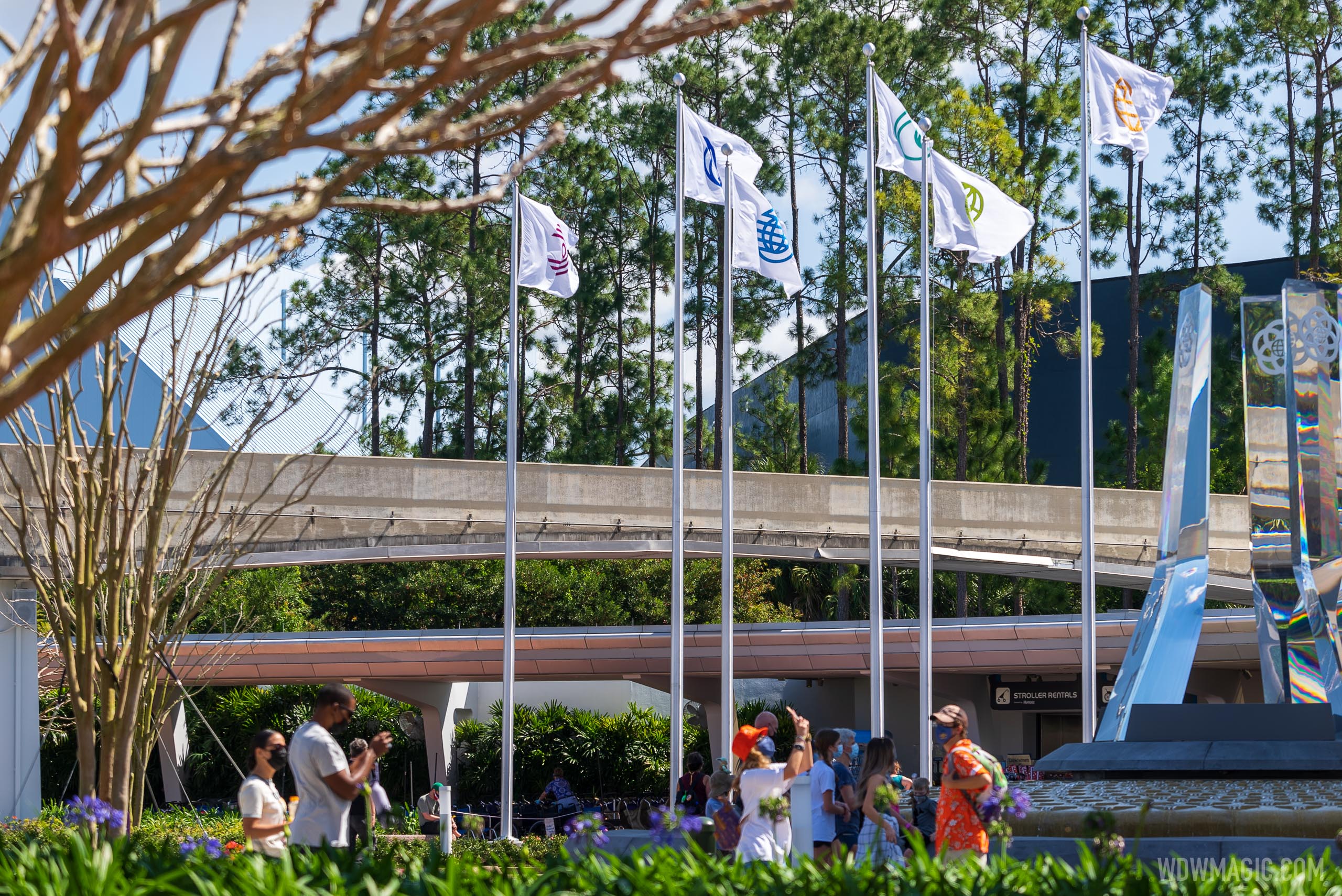 PHOTOS - Flags flying over the new EPCOT main entrance
