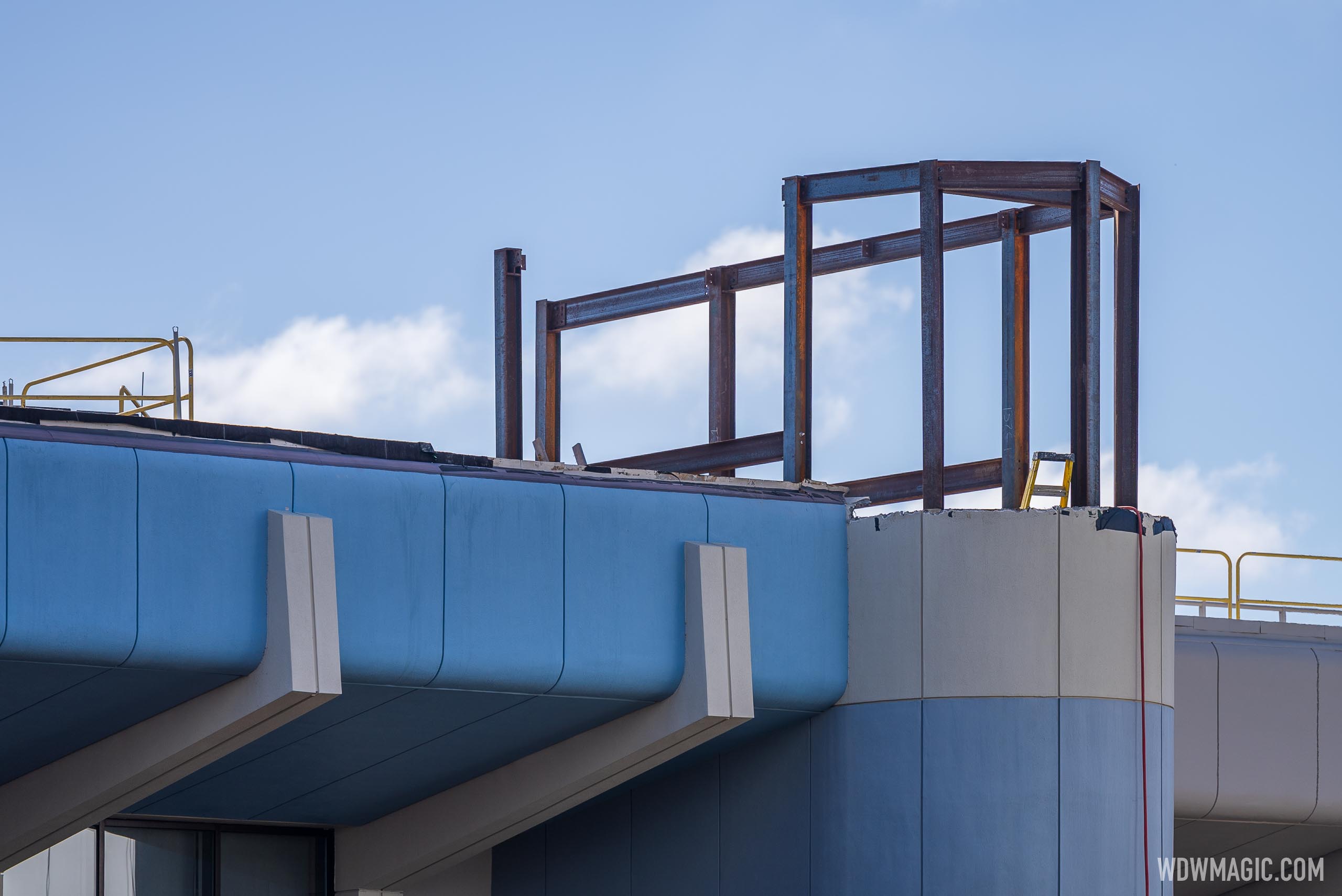 New steel structure on the roof of Connections Cafe in World ...