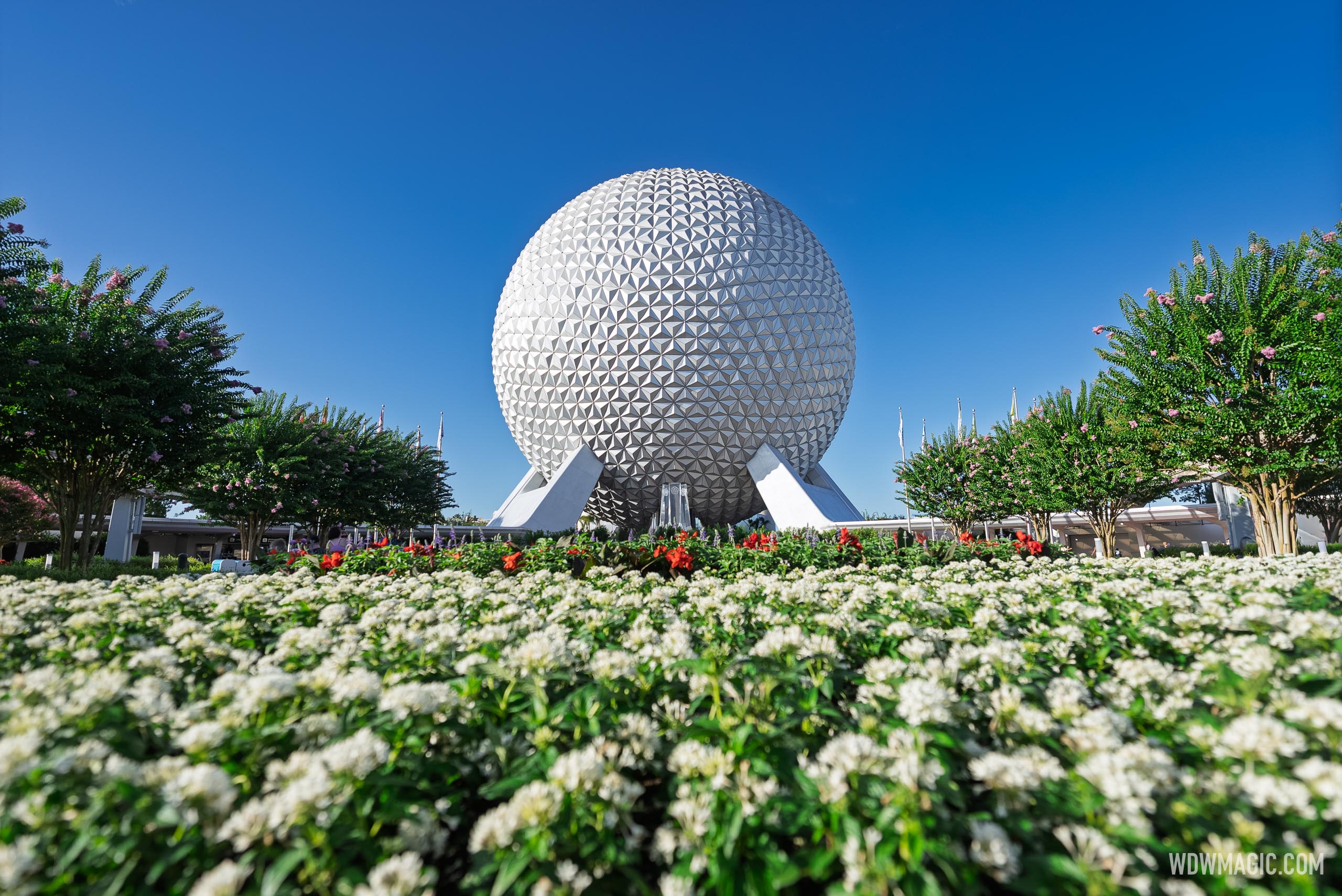 EPCOT Entrance Gets New Look as Trees Removed From Spaceship Earth Planter