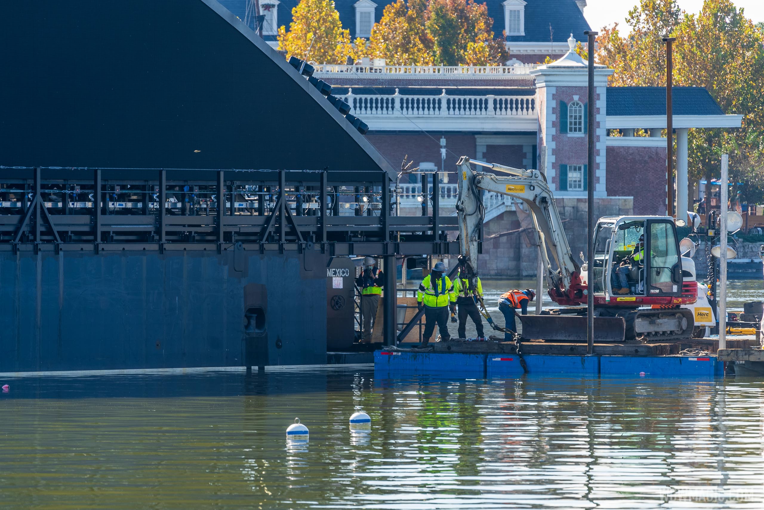First harmonious show platform barge in World Showcase Lagoon - Photo ...