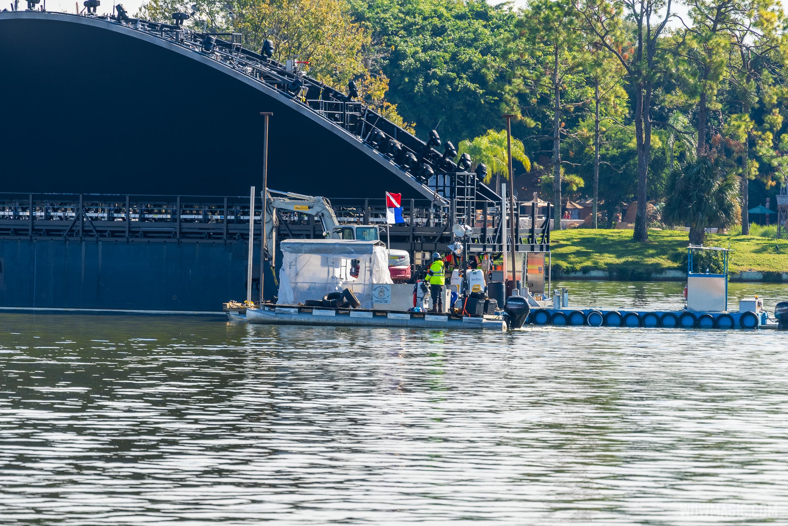 First harmonious show platform barge in World Showcase Lagoon - Photo ...