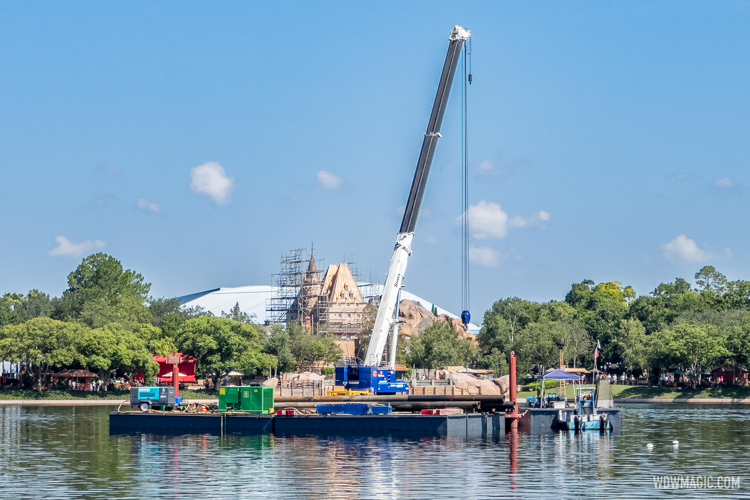 World Showcase Lagoon firework platform construction - July 4 2023 ...