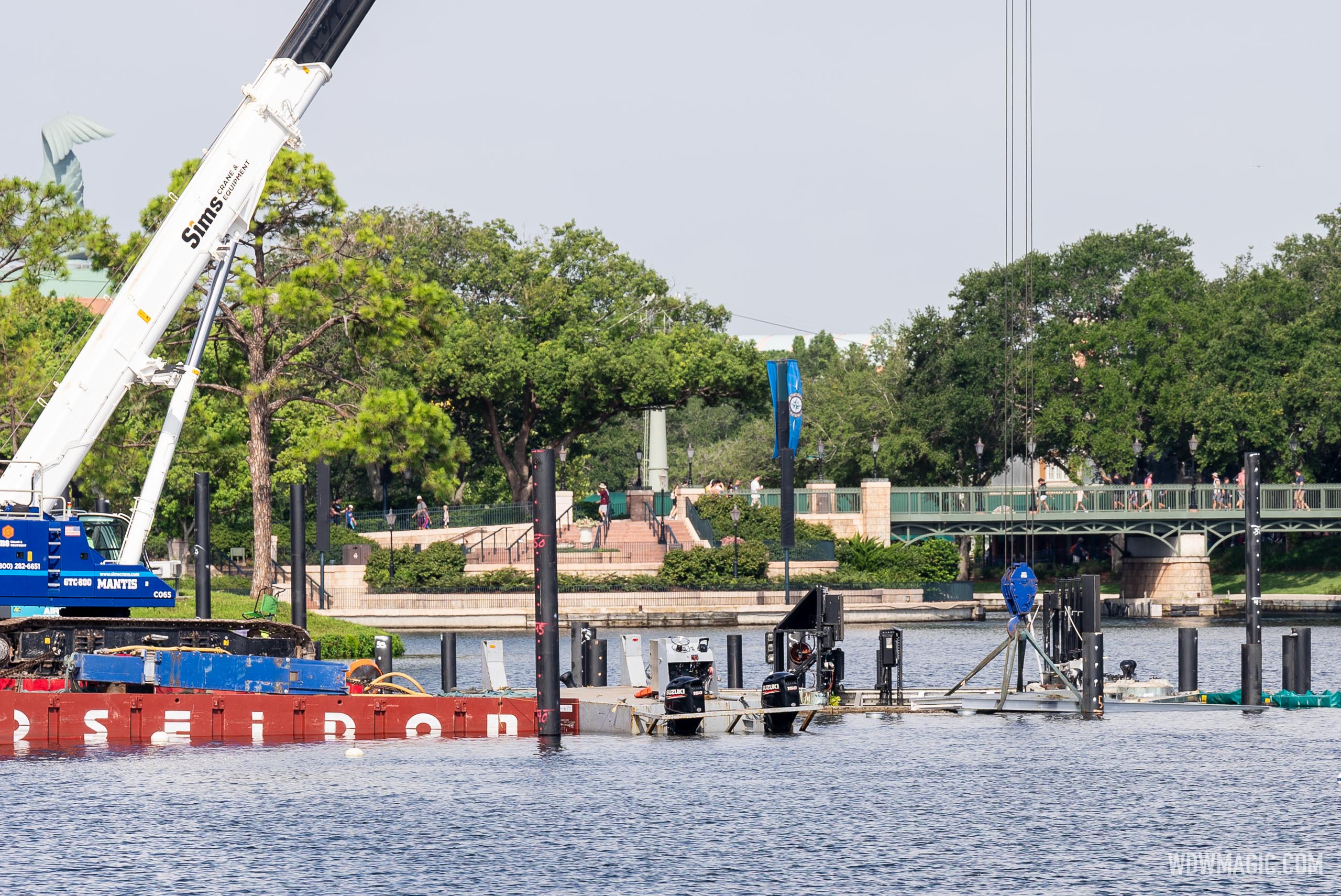 World Showcase Lagoon firework platform construction - July 19 2023 ...