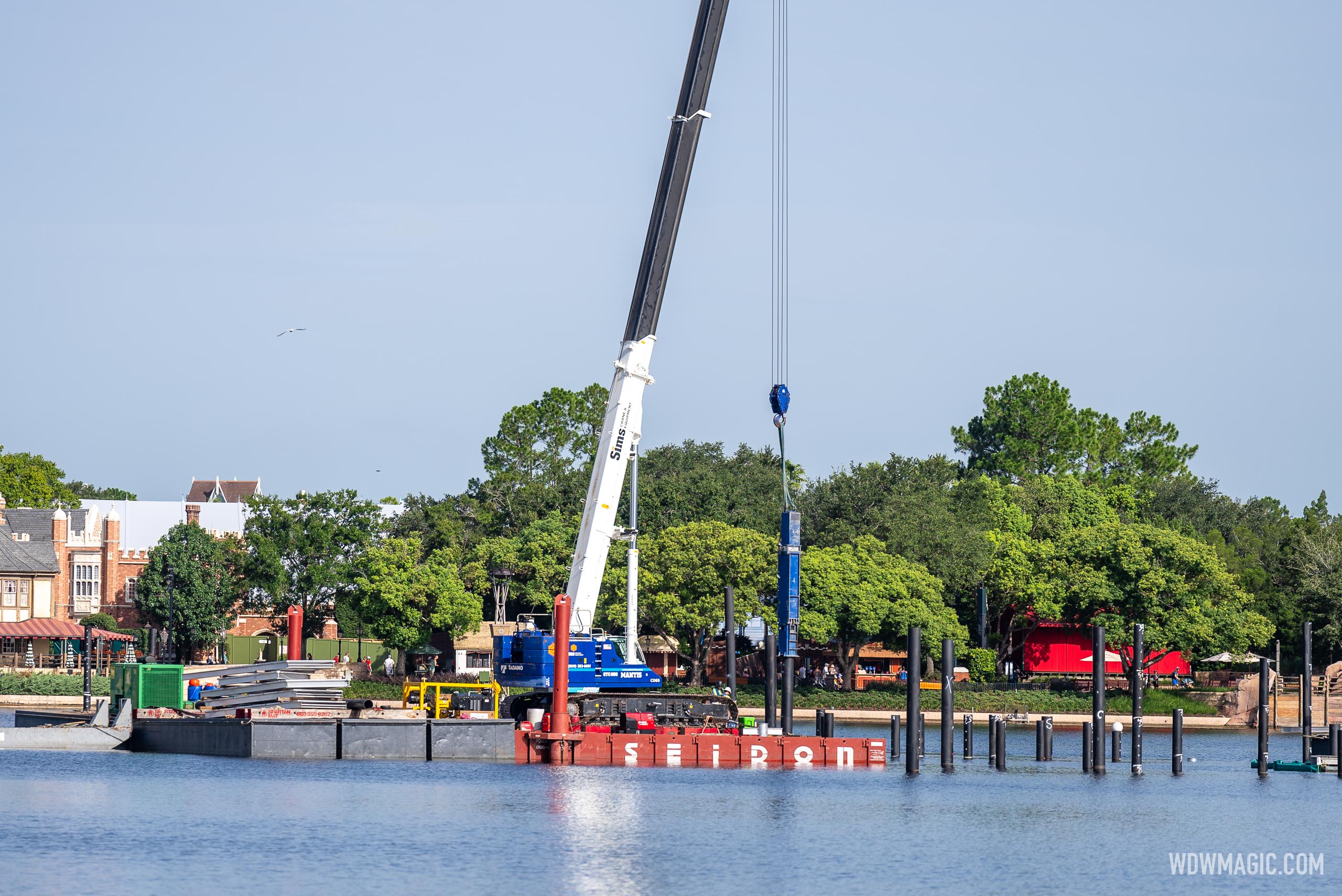 World Showcase Lagoon firework platform construction - July 25 2023 ...