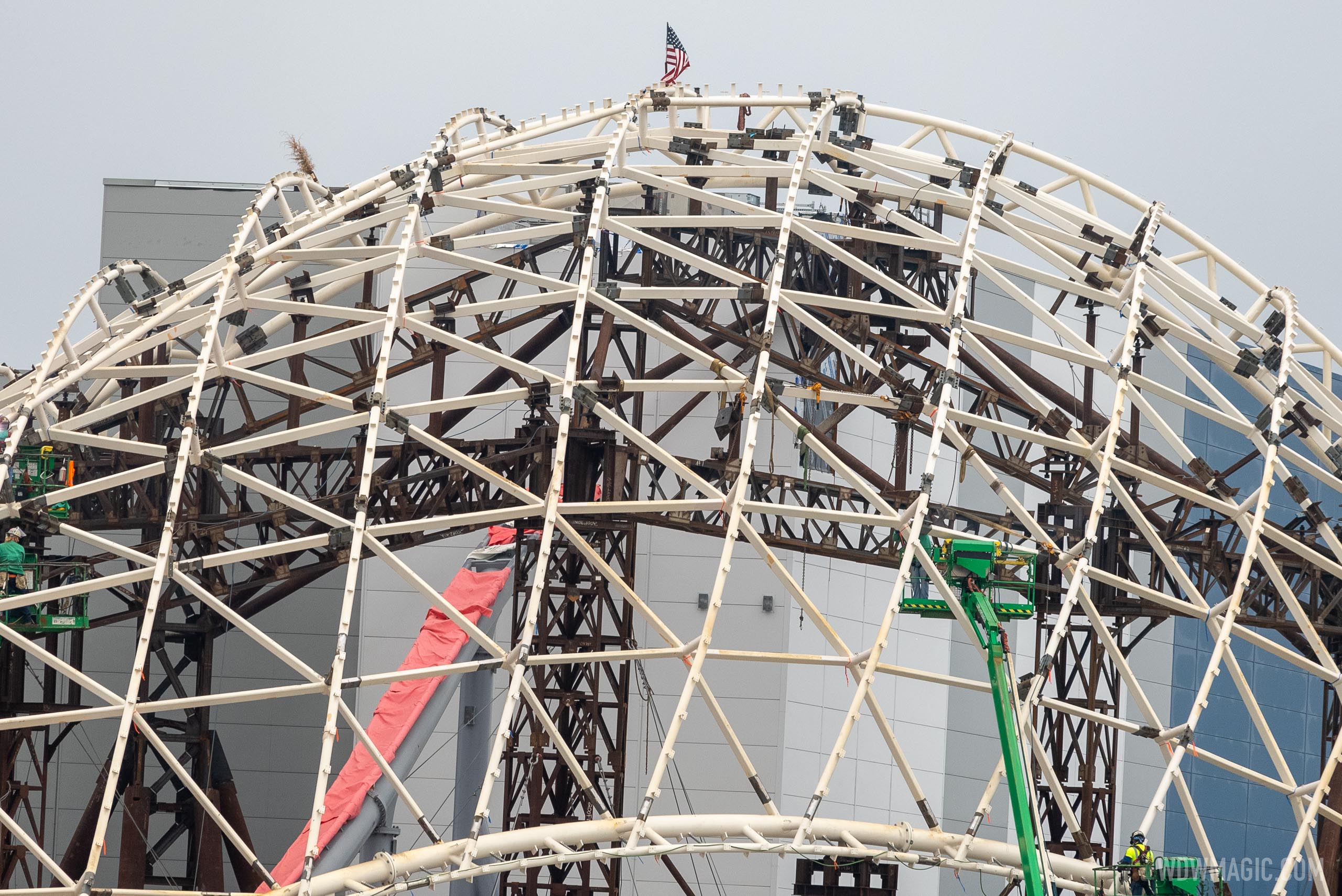 A look at the TRON Lightcycle Run construction progress at Magic Kingdom