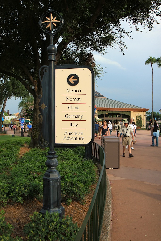 New directional signage in World Showcase