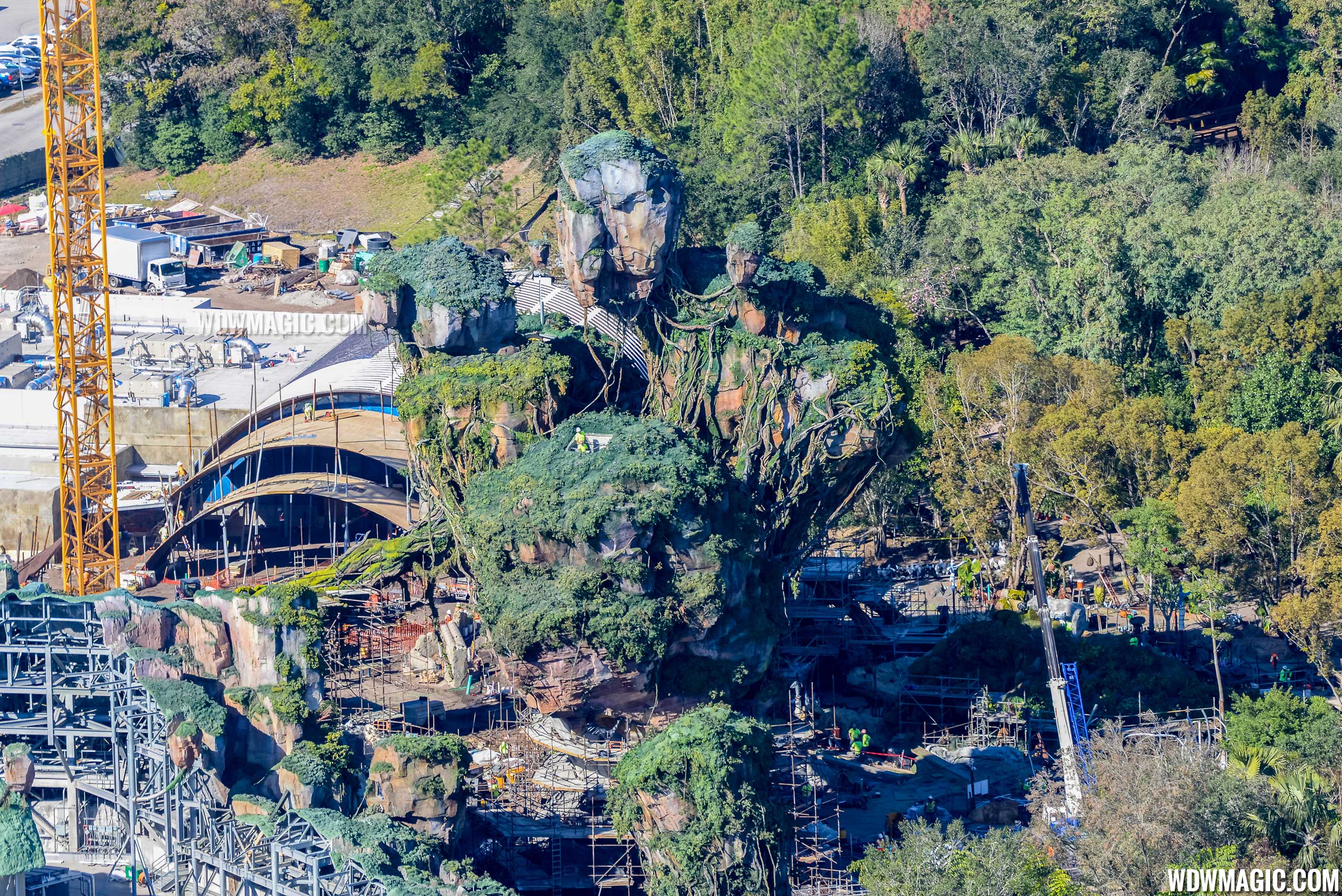 Aerial views of 'Pandora - The World of Avatar' under construction ...