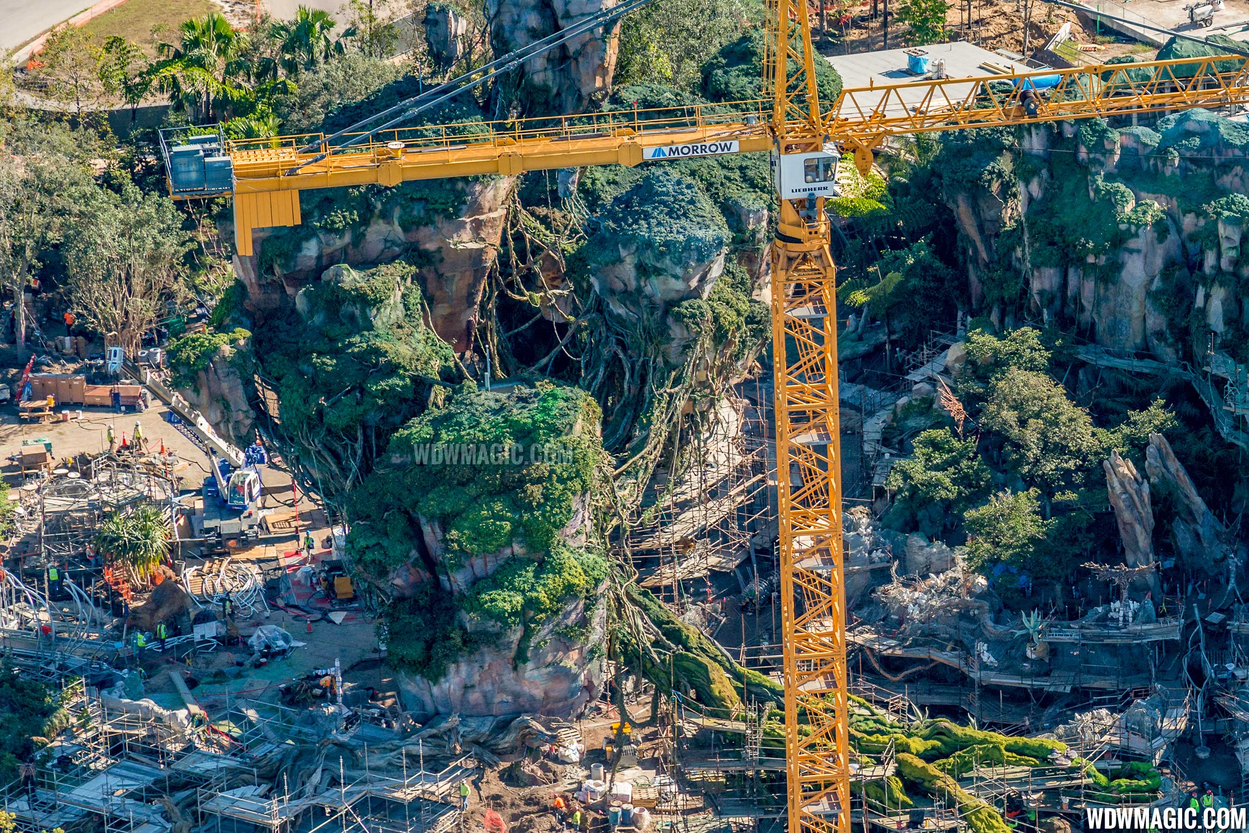 Aerial views of 'Pandora - The World of Avatar' under construction ...