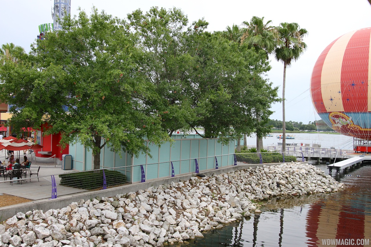 Disney Springs construction walls for Pleasure Island bypass bridge ...