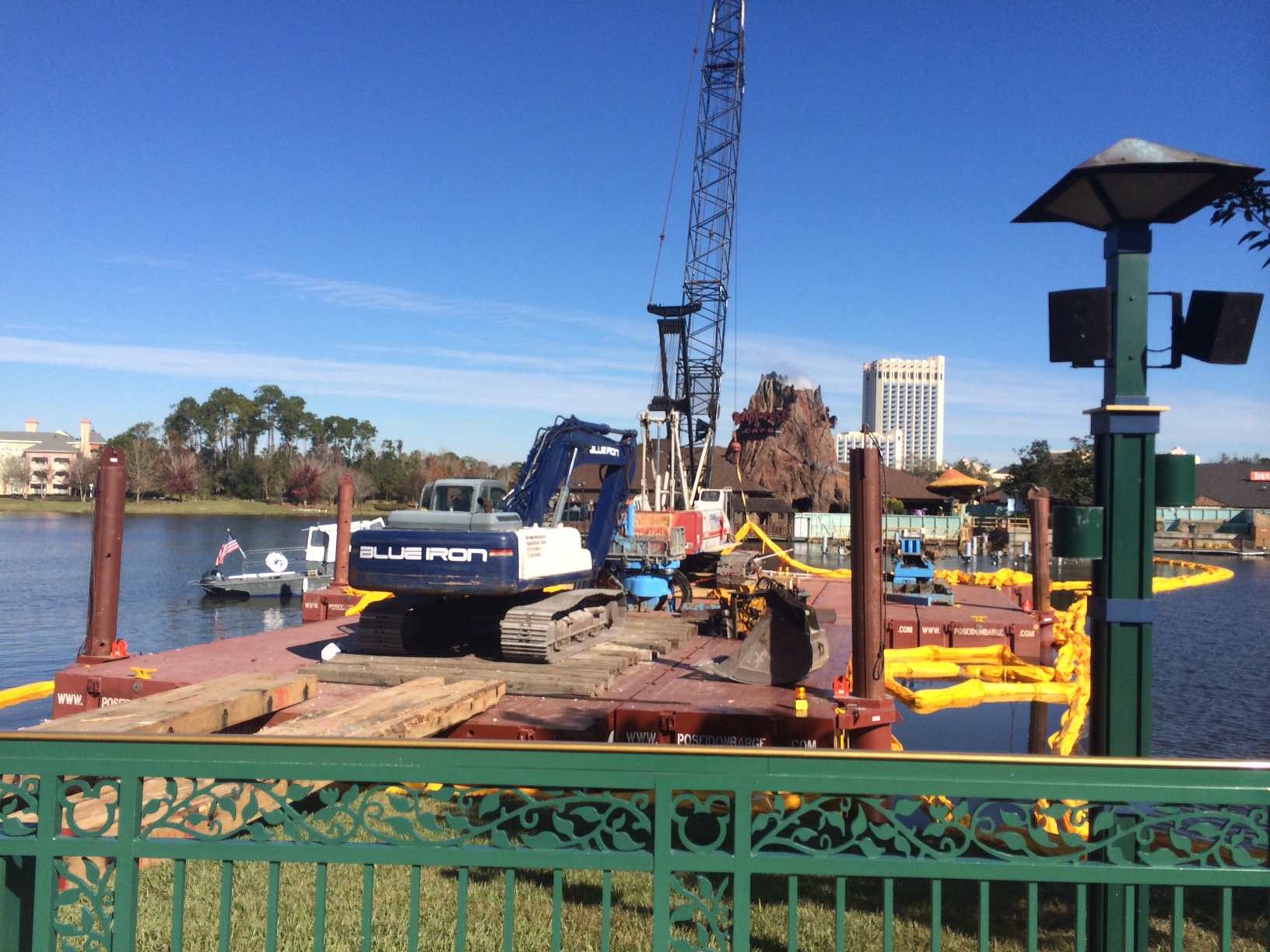 PHOTOS - Barge-based cranes take up position in the Downtown Disney ...