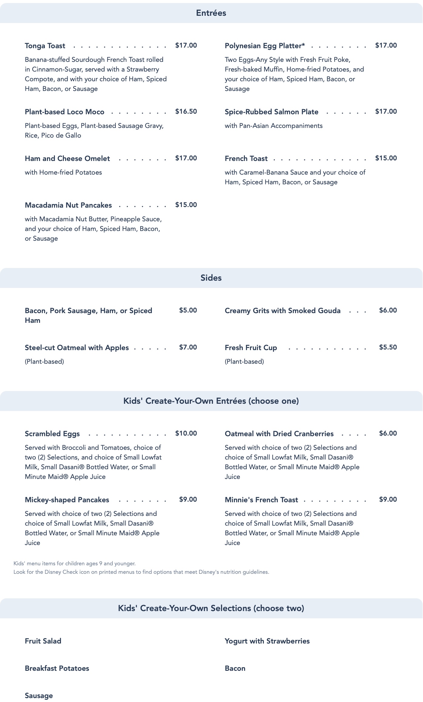 Kona Cafe menus November 2022 - Photo 1 of 5