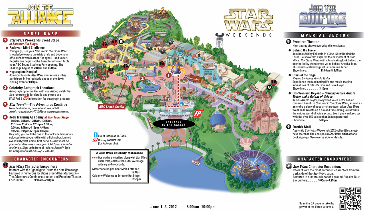 2012 Star Wars Weekends June 1 - June 3 guide map