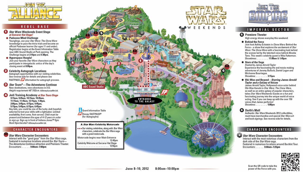 2012 Star Wars Weekends June 8 - June 10 guide map