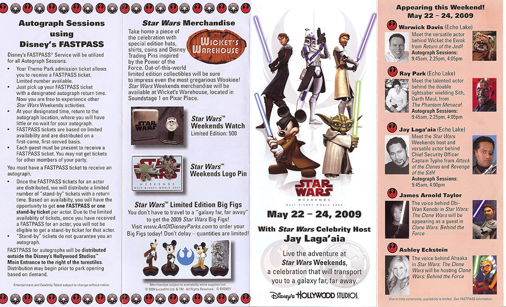 2009 Star Wars Weekends guide map