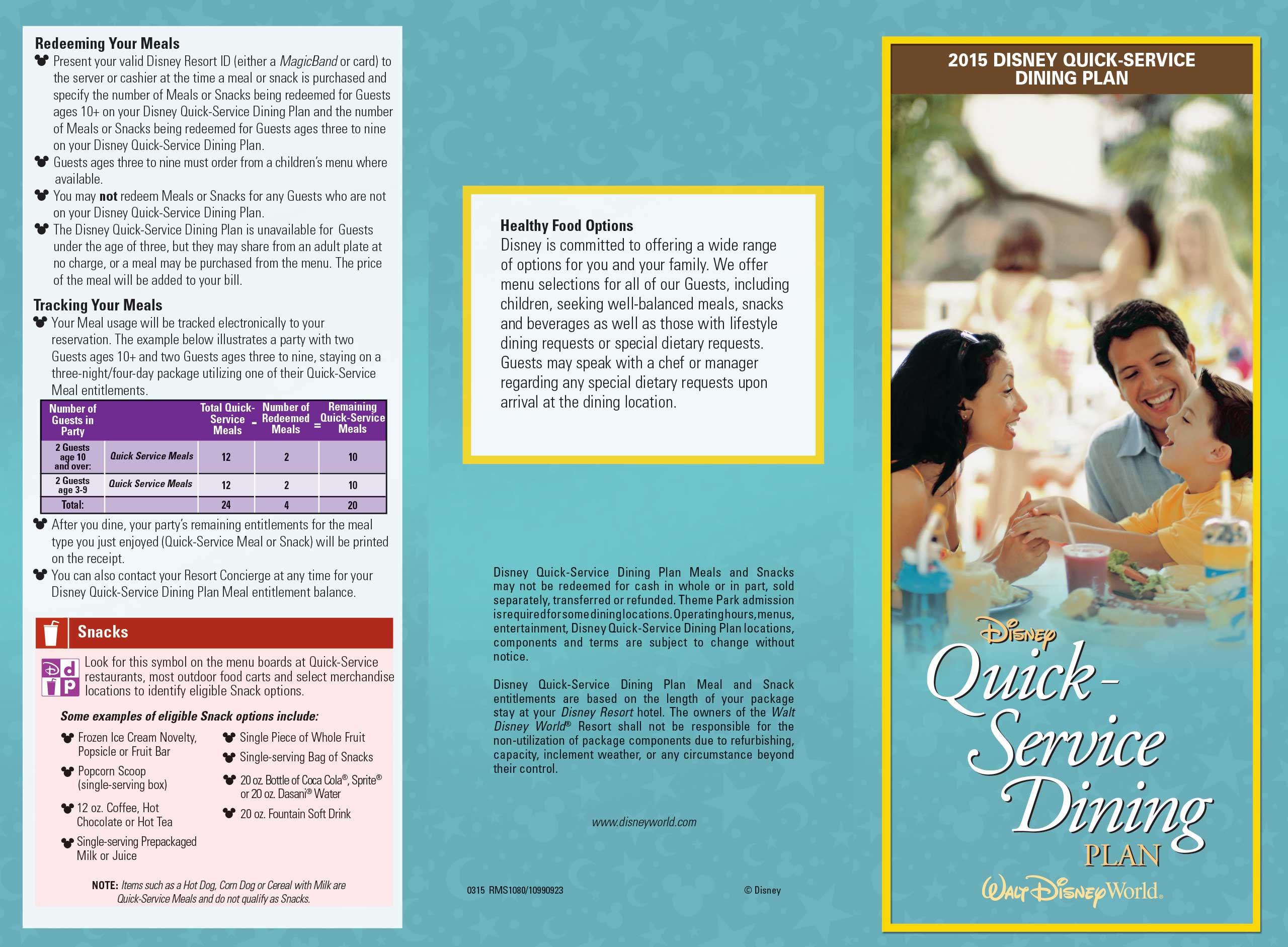2015 Disney Dining Plan brochures - Photo 1 of 30