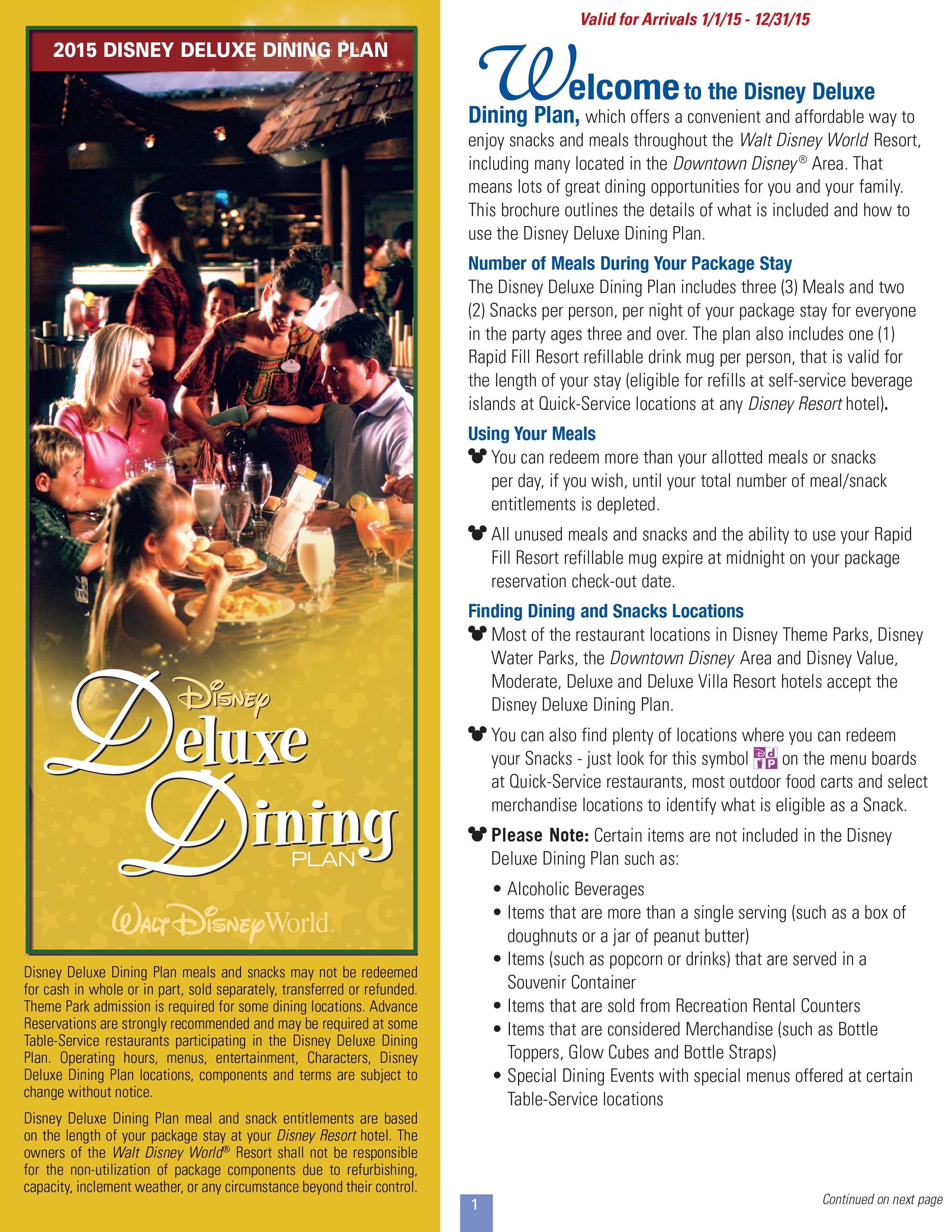 2015 Disney Dining Plan brochures - Photo 8 of 30