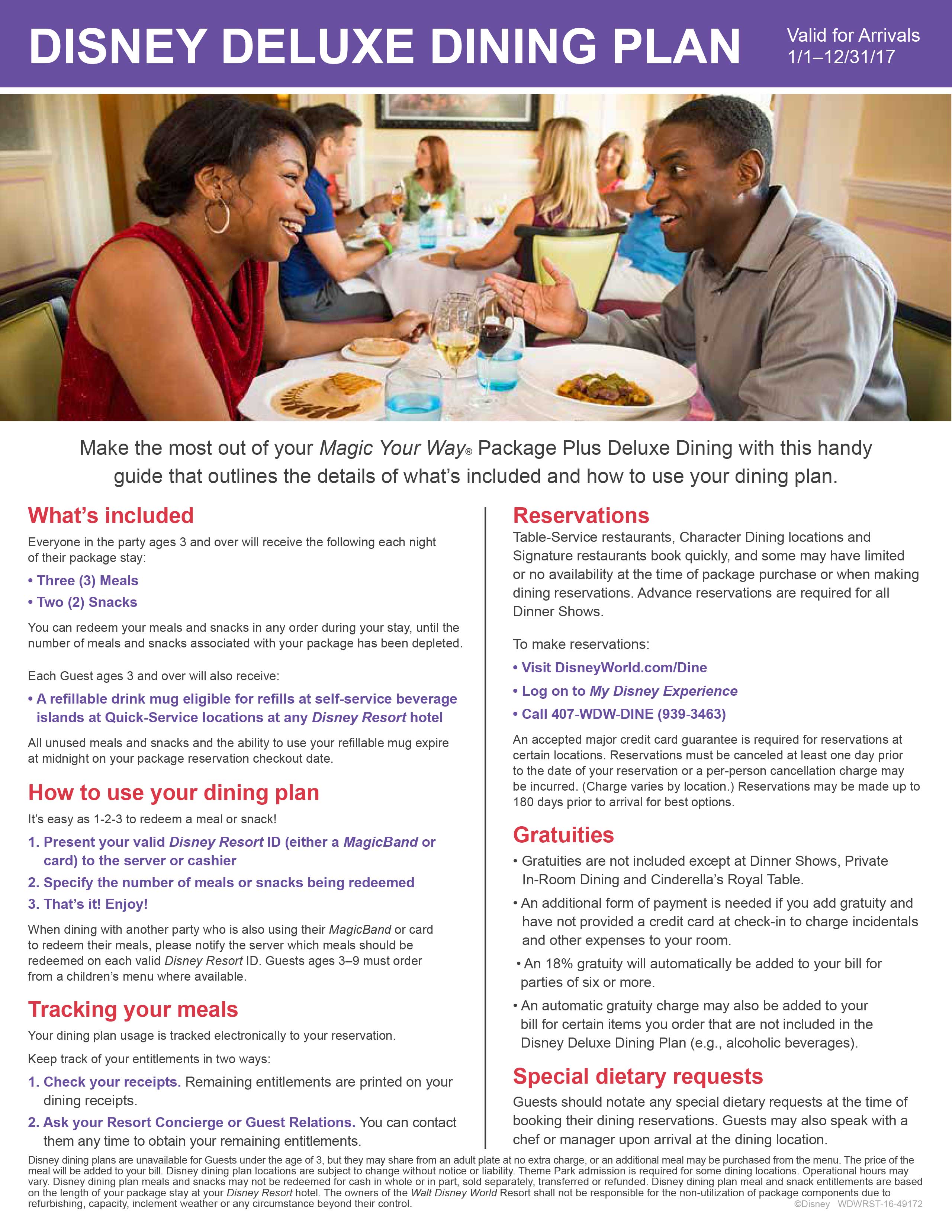 2017 Disney Dining Plan brochures - Photo 10 of 15