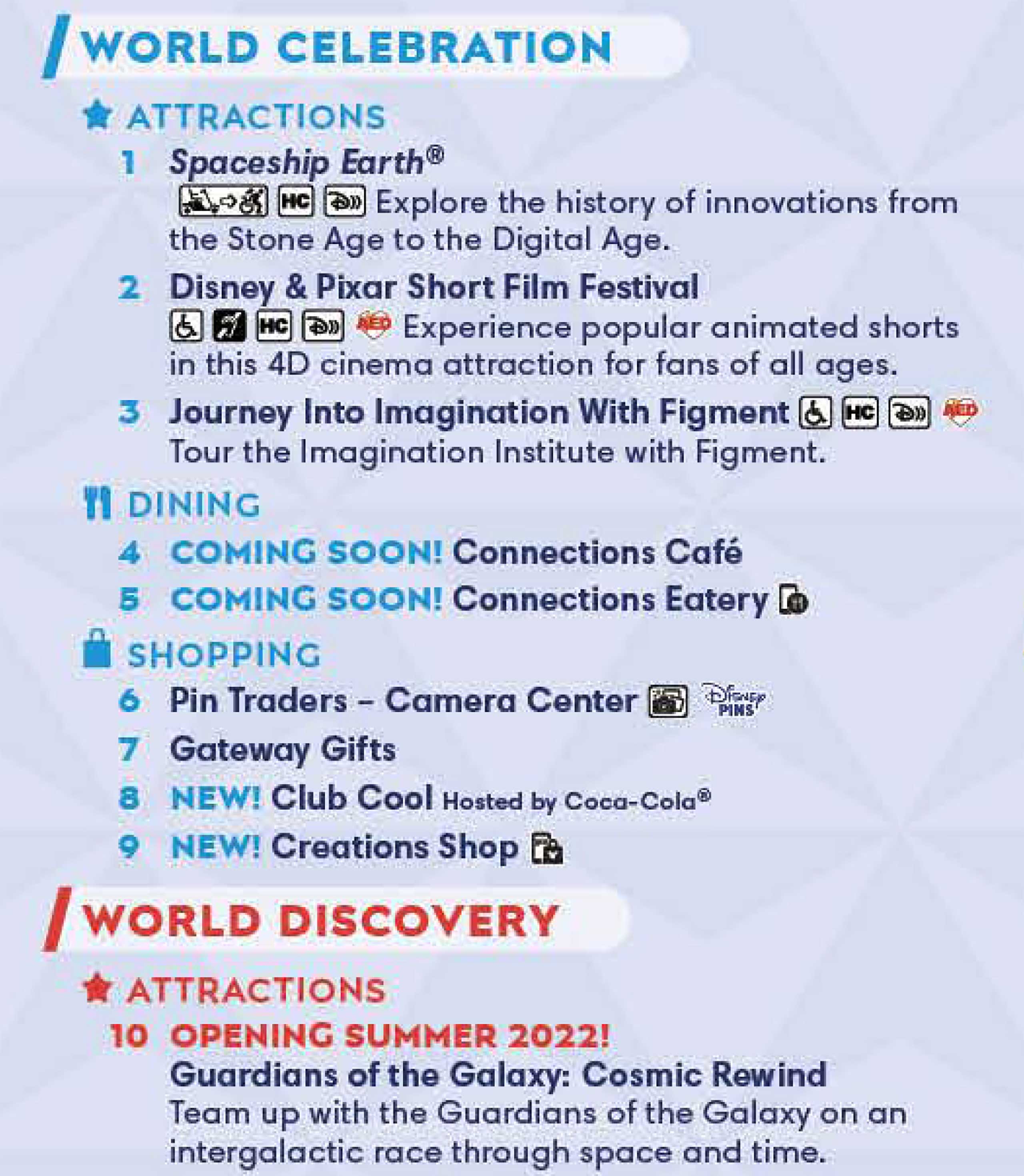 New guide map for EPCOT includes changes to walkways, closure of the ...