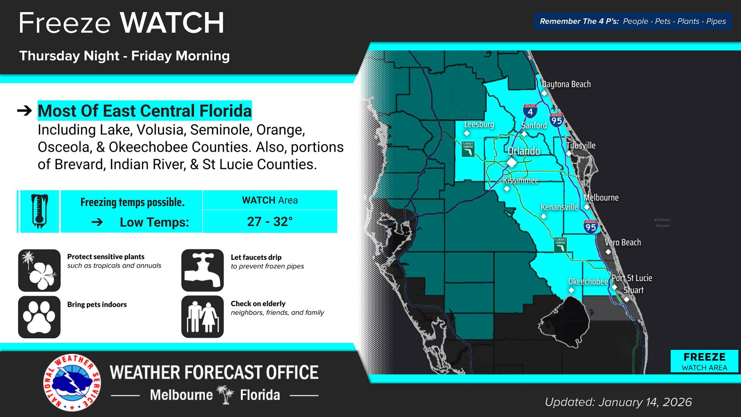 Freeze Warning Issued for Walt Disney World Area - Wind Chills of 23°F