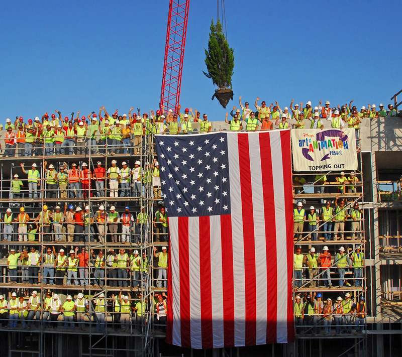 Construction crews at Disney's Art of Animation Resort celebrate ...