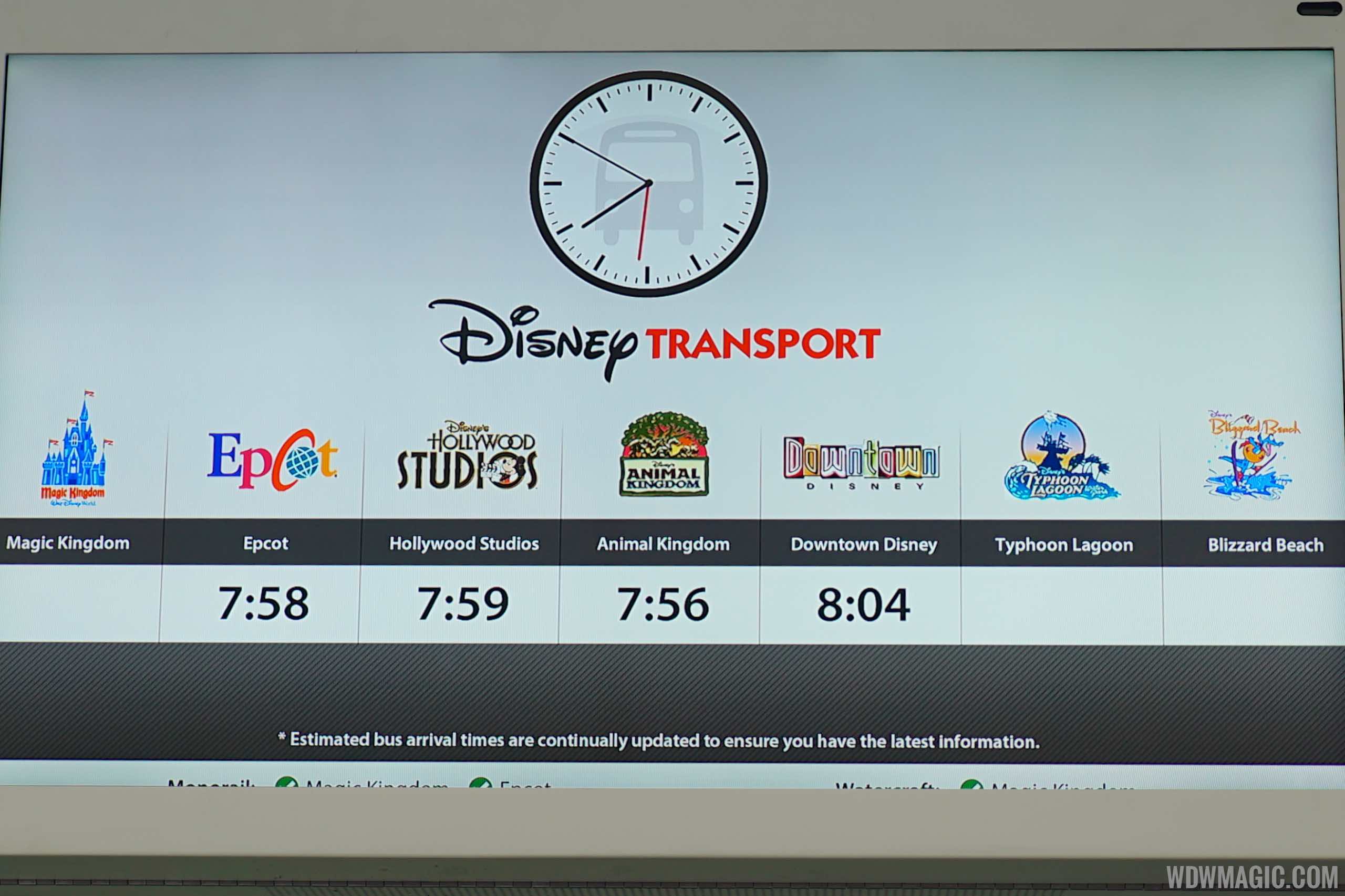 Bus Wait Time display at Disney's Contemporary Resort - Photo 2 of 3