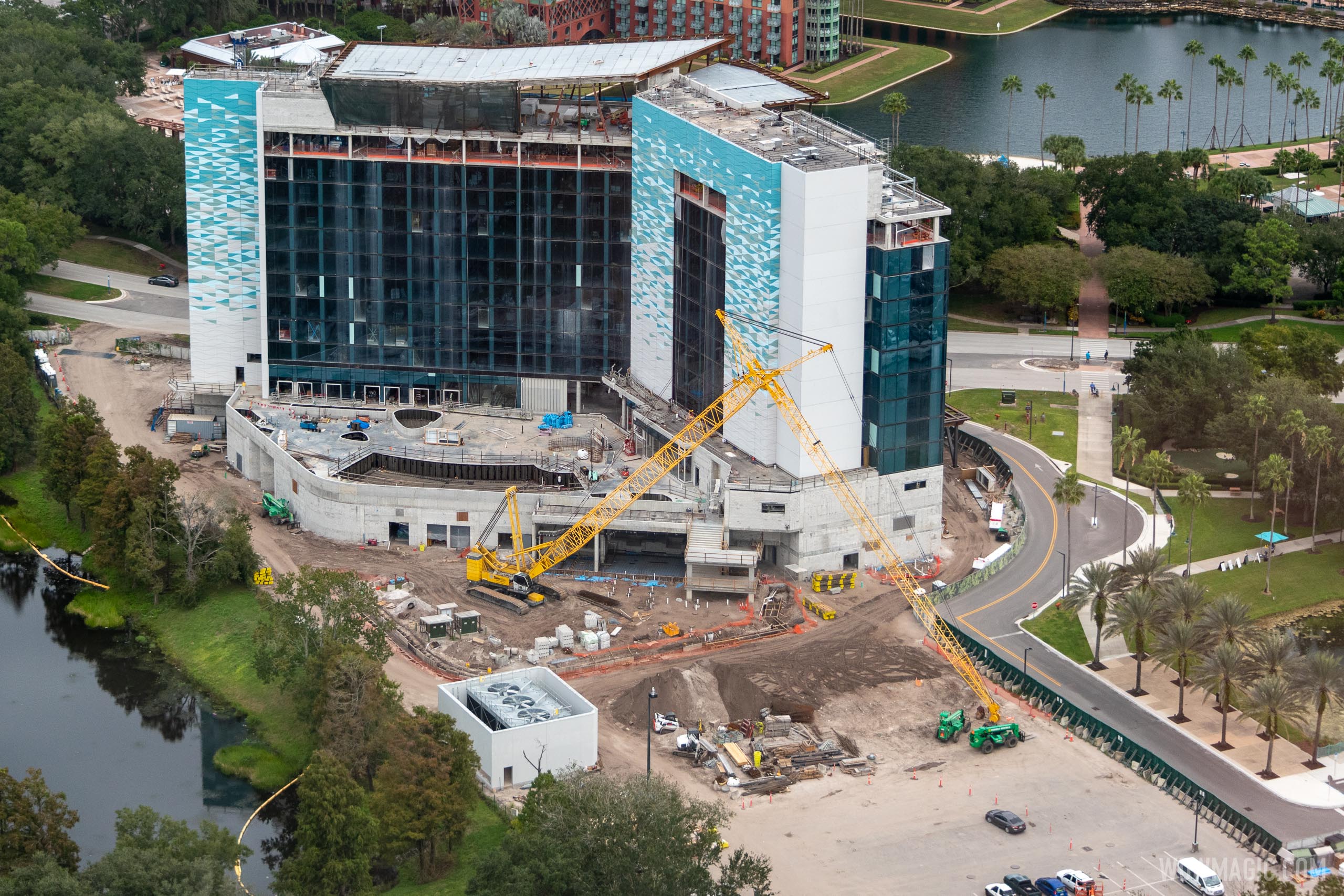The Walt Disney World Swan Reserve construction aerial view - November ...