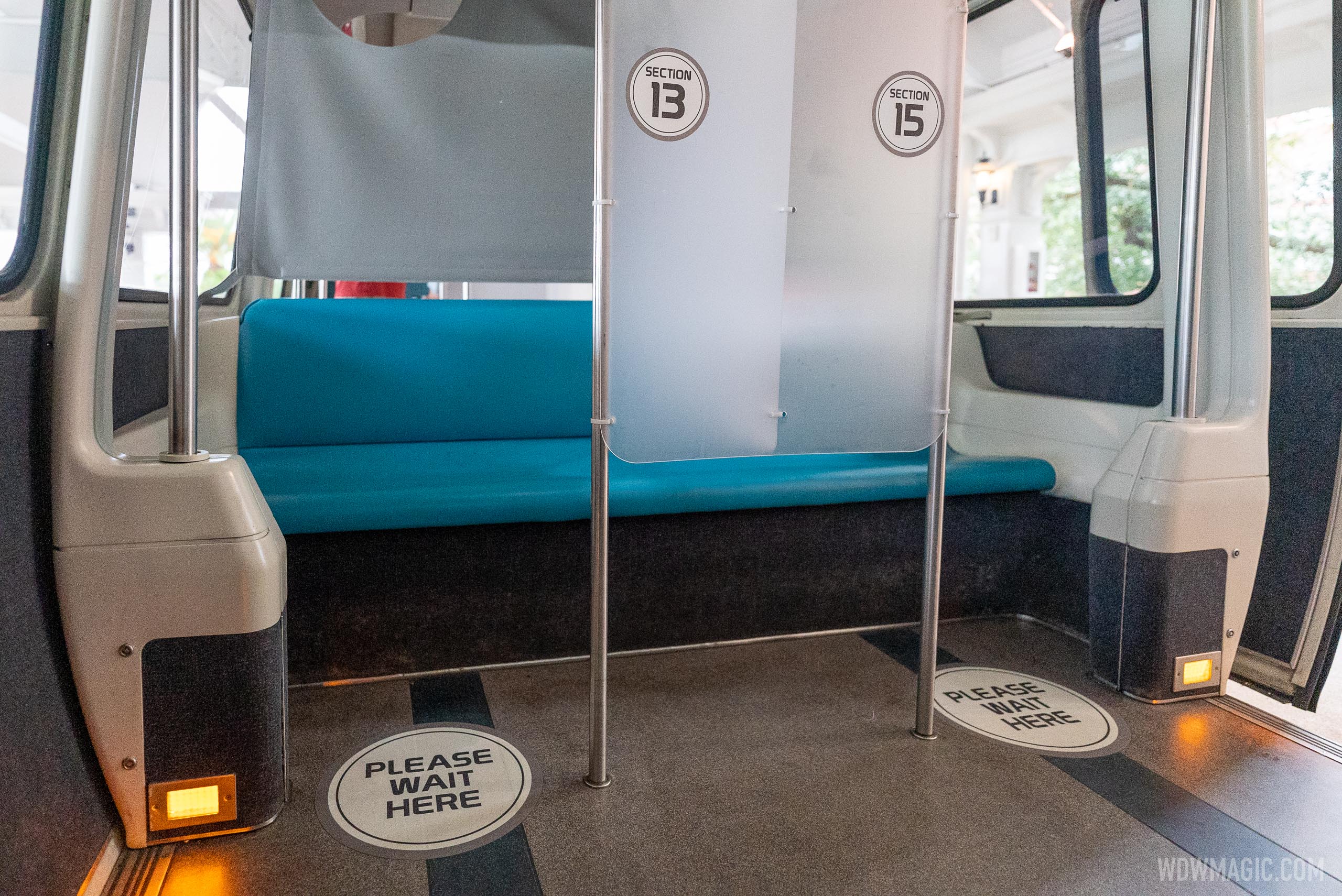 Standing spots installed inside the cabins of Disney World monorail ...